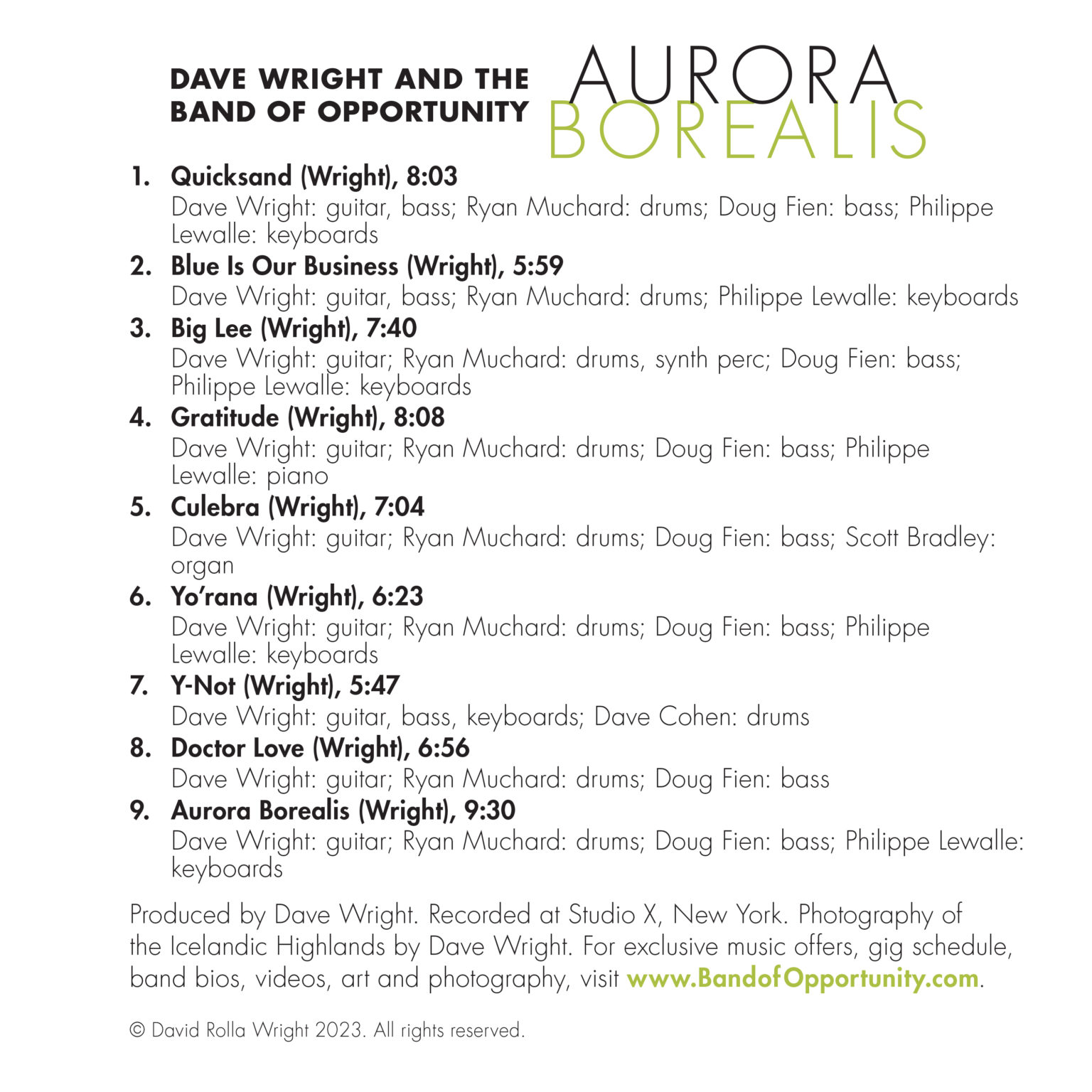 Aurora Borealis: new jazz fusion music-Dave Wright & The Band of ...